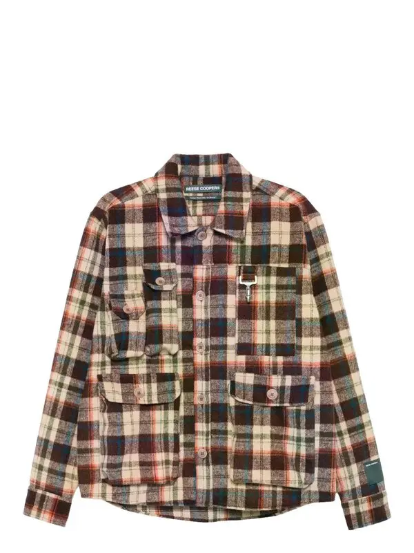 Reese Cooper Plaid Multi-pocket Shirt - Brown