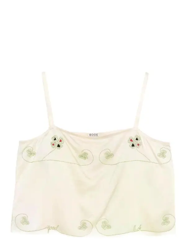 BODE Floral-embroidered Tank Top - Neutrals