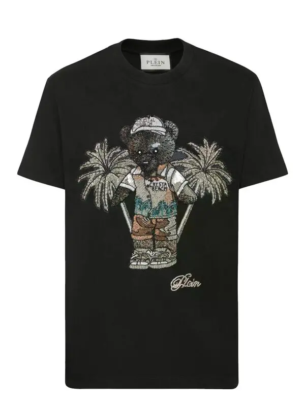 Philipp Plein Teddy Bear-embroidered T-shirt - Black