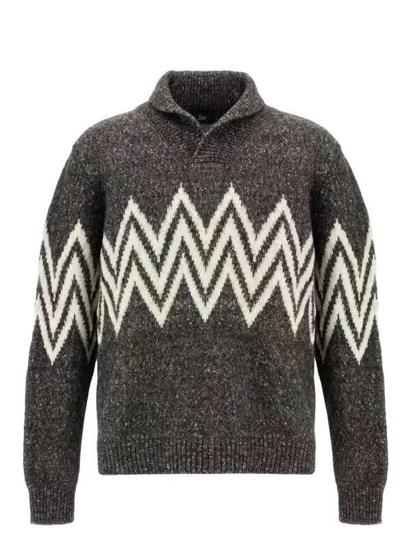 Herno Zigzag-pattern Collared Sweater - Grey