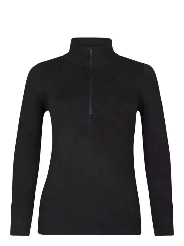 NEWLAND Textured Zip-neck Top - Black