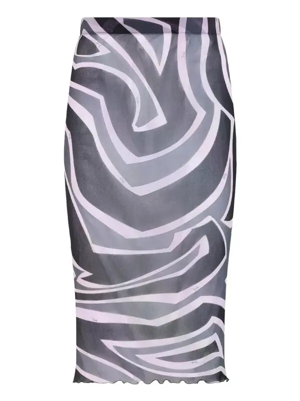 Emilio Pucci Swirl-print Mesh Skirt - Black