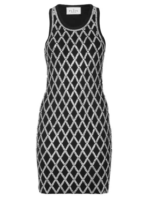 Philipp Plein Crystal Net Mini Dress - Black