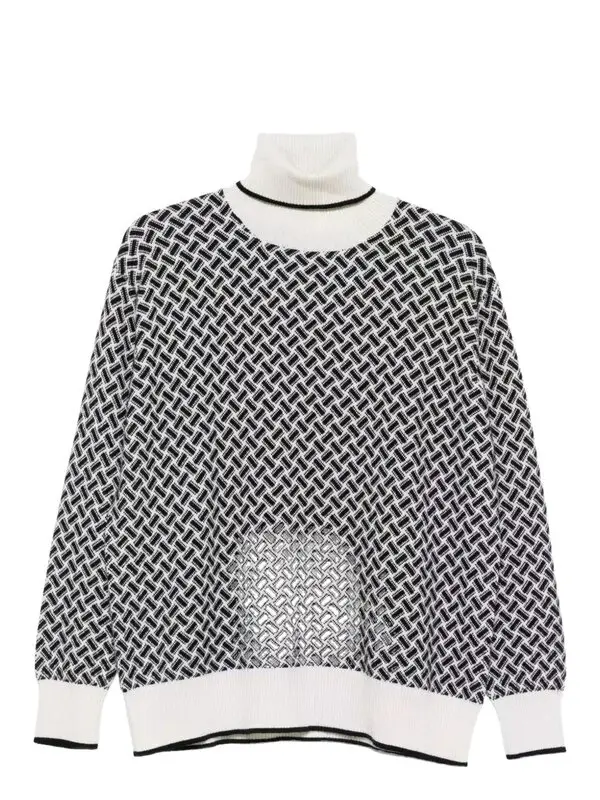DRUMOHR Geometric-pattern Turtleneck Sweater - White