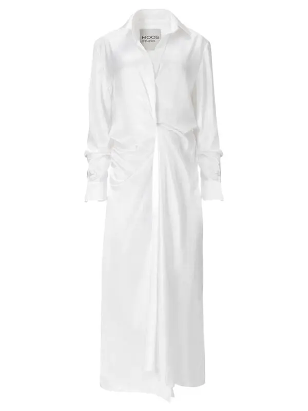 MOOS STUDIO Endless Kiss Maxi Shirt Dress - White