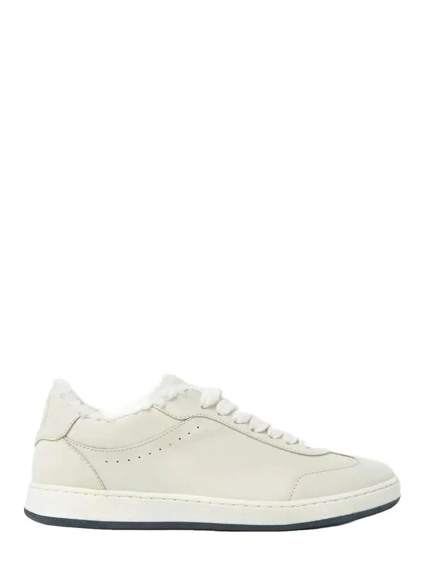 Peserico Shearling-trimmed Lace-up Sneakers - Neutrals