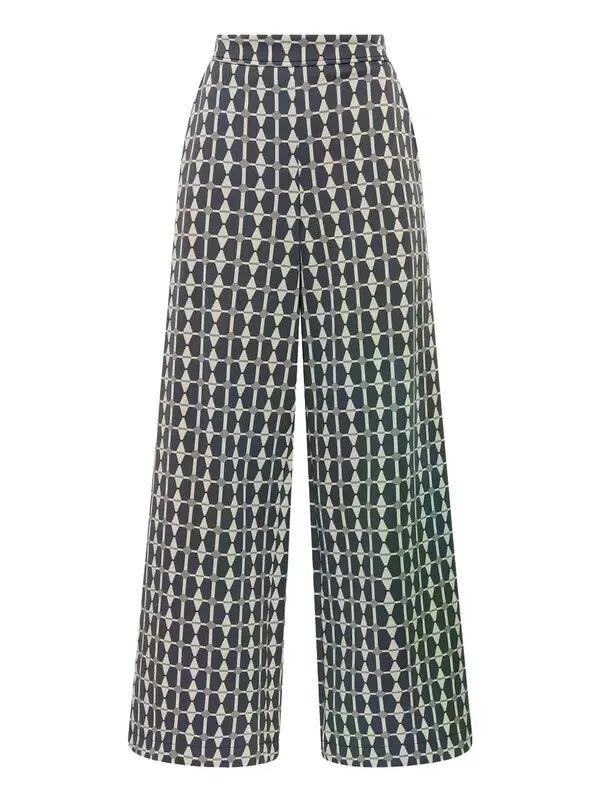 Malìparmi Geometric-pattern Wide-leg Trousers - Grey
