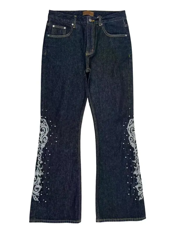 BIRTH OF ROYAL CHILD Pearl-embellished Flared Jeans - Blue