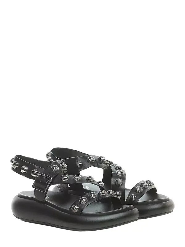 Ash Stud-embellished Flat Sandals - Black