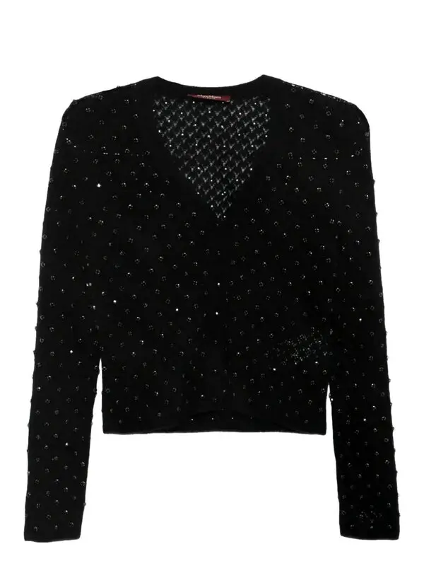 Max Mara Embellished V-neck Cardigan - Black