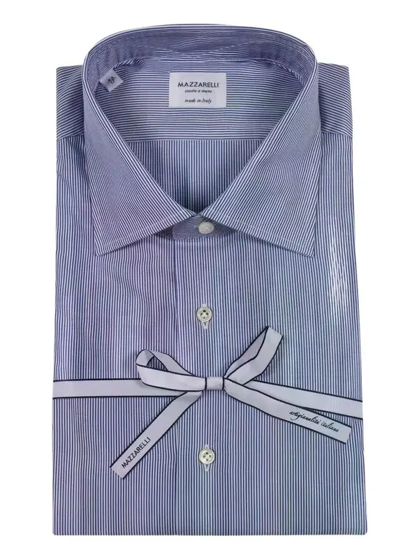 MAZZARELLI Striped Cotton Shirt - Blue