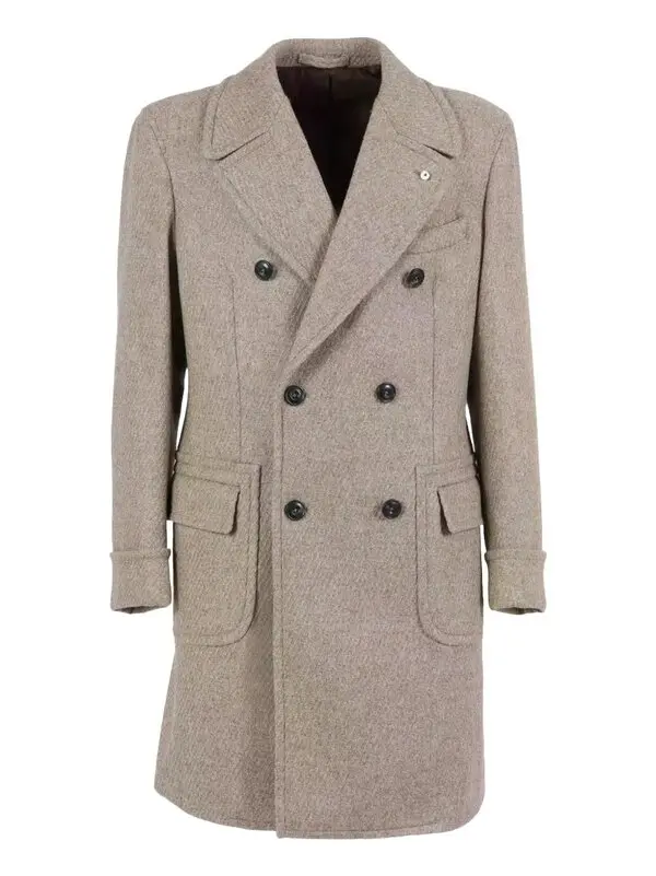 BRANDO Double-breasted Wool-cashmere Blend Coat - Neutrals