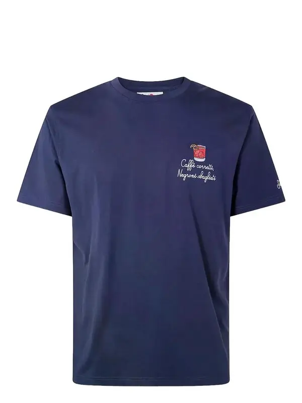 MC2 SAINT BARTH Embroidered Cotton T-shirt - Blue