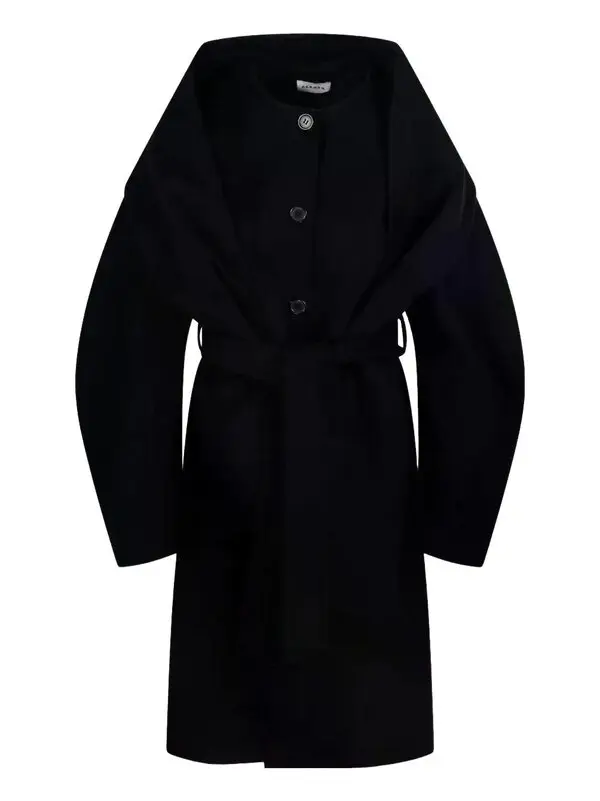 P.a.r.o.s.h Balloon-sleeve Belted Coat - Black