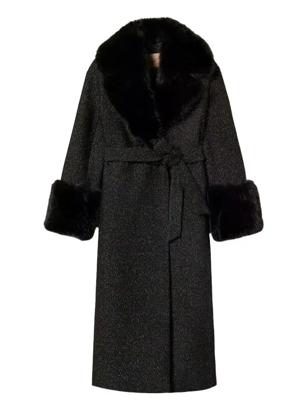 TWINSET Faux-fur Trimmed Coat - Black