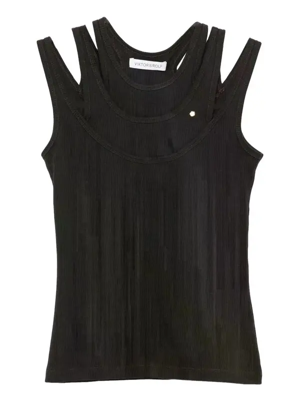 Viktor & Rolf Triple Strap Ribbed Vest - Black