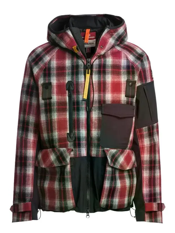 PARAJUMPERS Plaid-panel Hooded Jacket - Red
