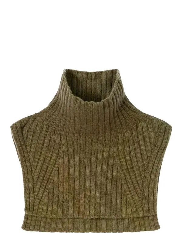 Eric Bompard Ribbed High-neck Cashmere Bib - Green