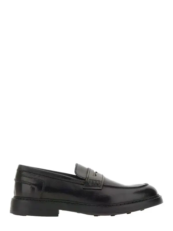 DOUCAL'S Leather Penny Loafers - Black