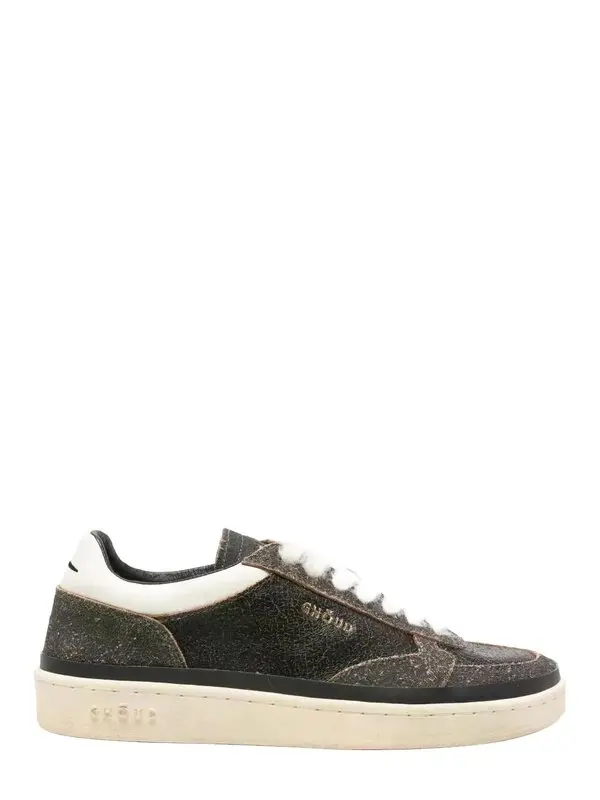 GHOUD VENICE Crackle-effect Leather Sneakers - Black