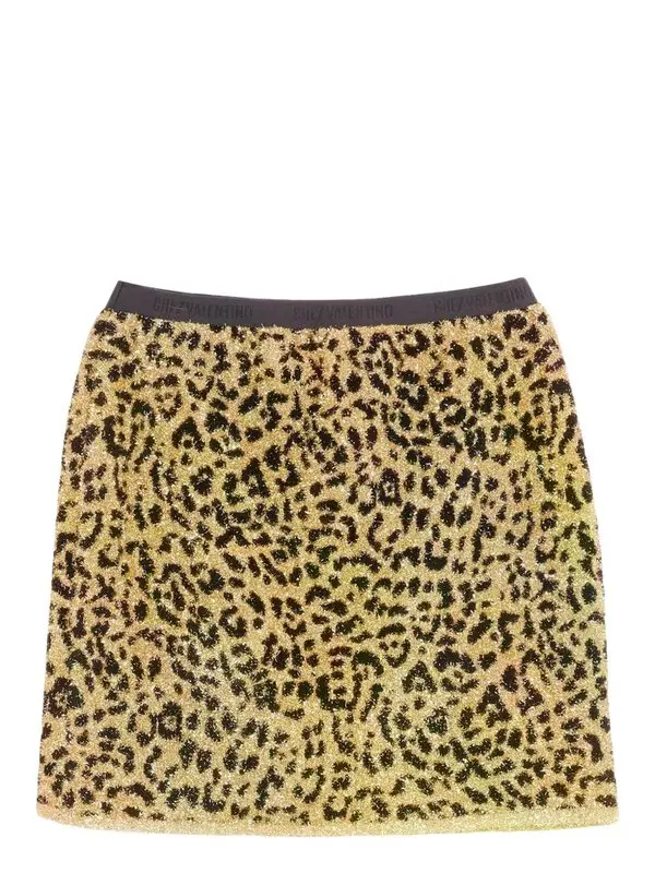 Valentino Garavani Leopard-print Lurex Mini Skirt - Yellow