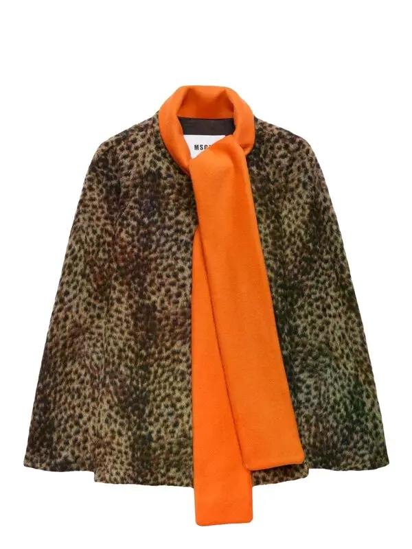 MSGM Attached-scarf Cape - Brown