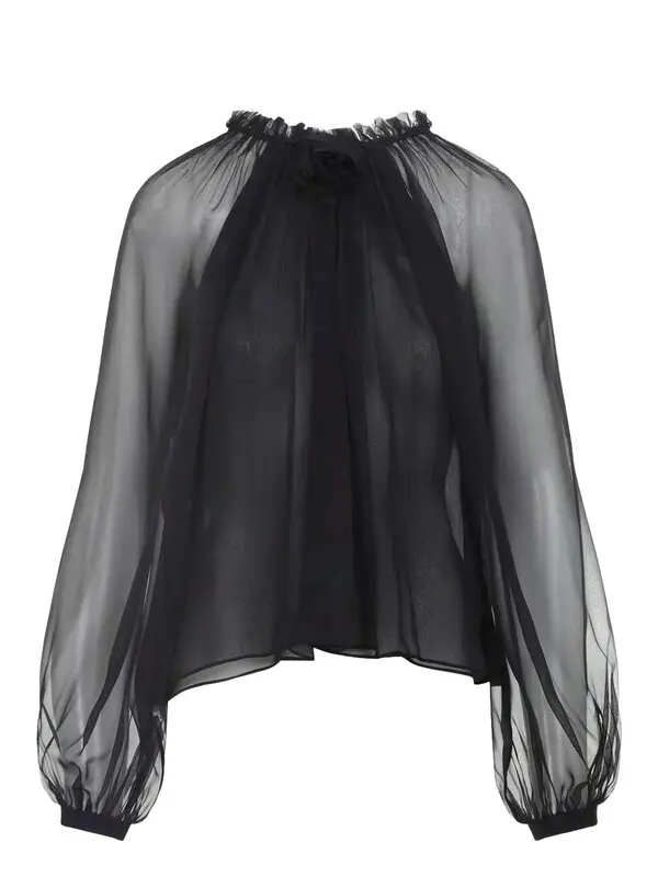 Alberta Ferretti Balloon-sleeve Silk Blouse - Black