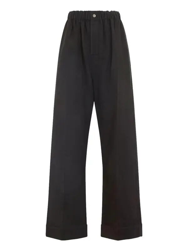 Carven Elasticated-waist Cuffed Straight Trousers - Black