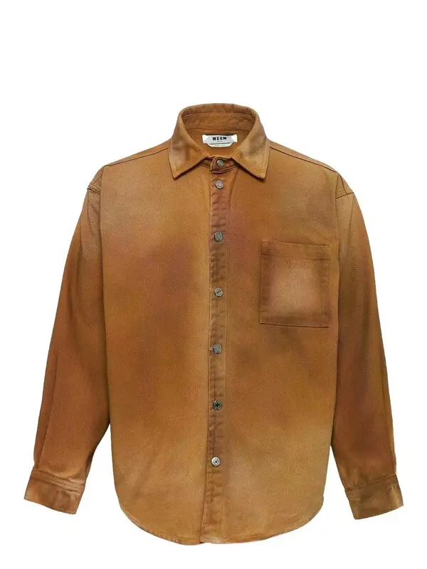 MSGM Button-up Denim Shirt - Brown