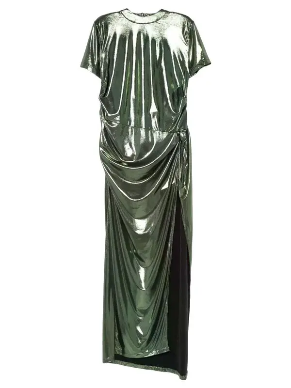 MIAU BY CLARA ROTESCU Metallic-effect Draped Dress - Green