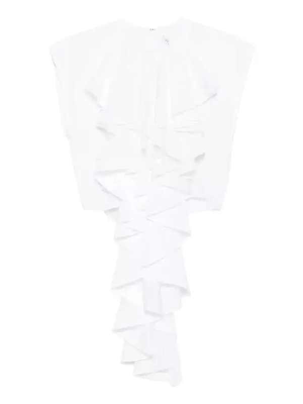Viktor & Rolf Jabot Ruffle Top - White