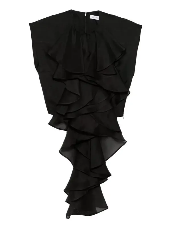 Viktor & Rolf Layered-ruffle Silk Top - Black