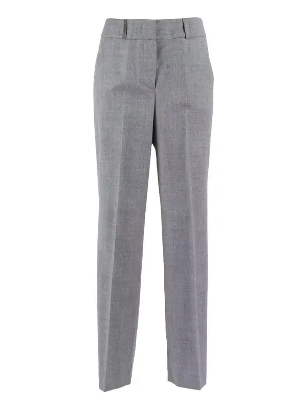 Peserico Wool Straight Leg Trousers - Grey