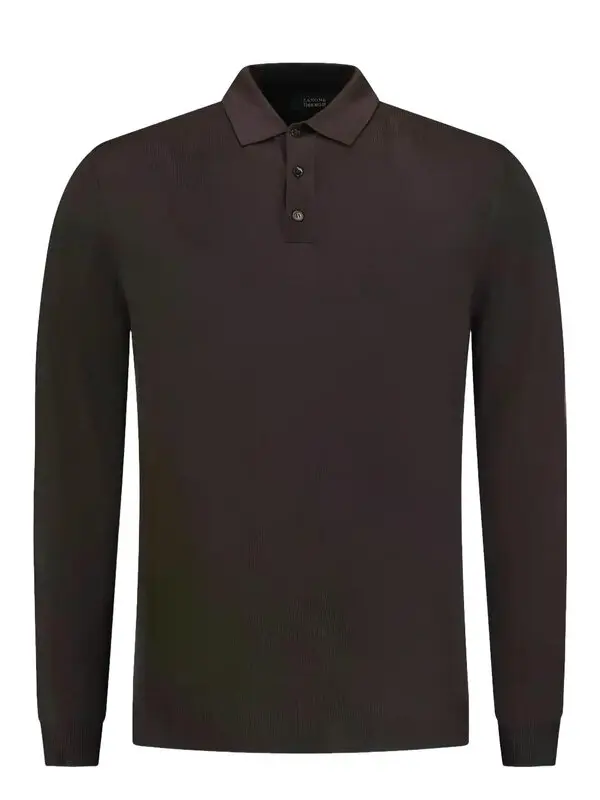 ZANONE Long-sleeved Wool Polo Shirt - Brown