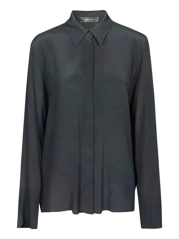 Federica Tosi Long-sleeve Collared Silk Shirt - Black