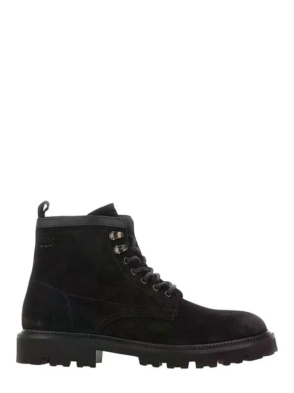 BOSS Lace-up Leather Boots - Black