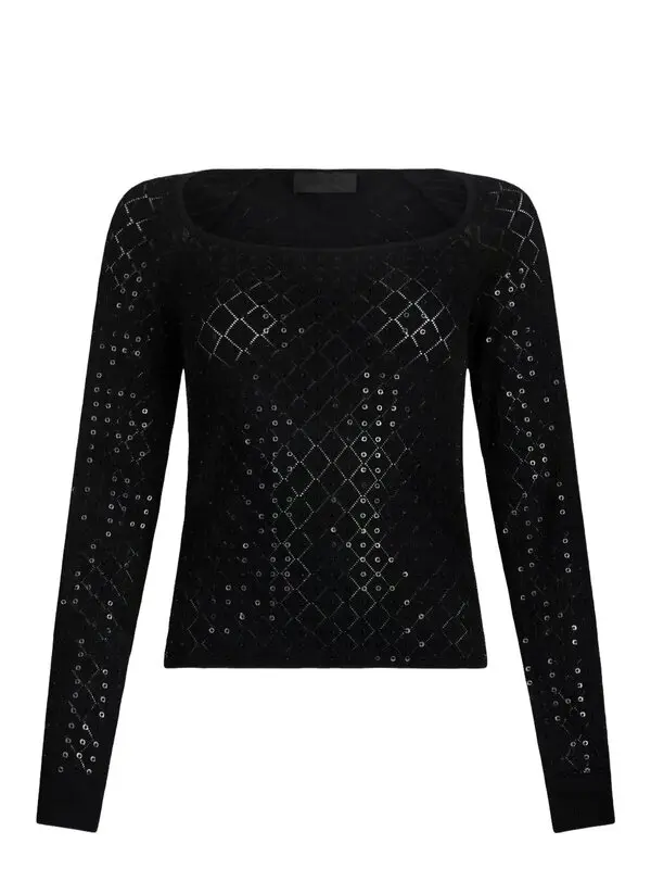 Liu Jo Sequin-embellished Square-neck Sweater - Black