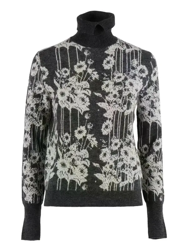 BALLANTYNE Floral-print Turtleneck Sweater - Black