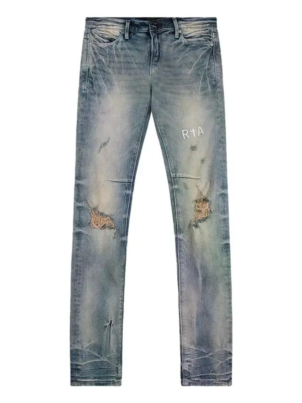 RtA Clayton Distressed Bootcut Jeans - Blue