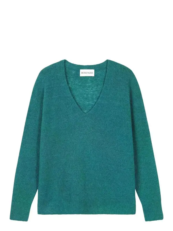 Eric Bompard V-neck Ribbed Sweater - Green