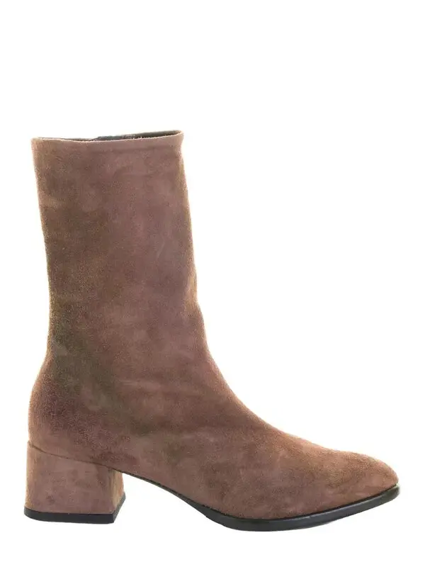 LORENZO MASIERO Suede Block-heel Ankle Boots - Mousse
