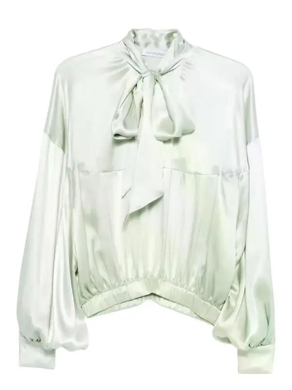 Viktor & Rolf Bow-detail Balloon-sleeve Silk Blouse - Green