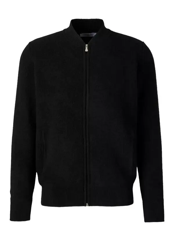 GRAN SASSO Zip-front Ribbed Cardigan - Black