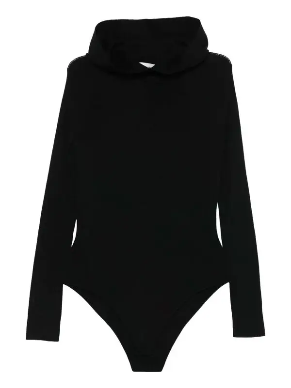 P.a.r.o.s.h Hooded Ribbed Bodysuit - Black