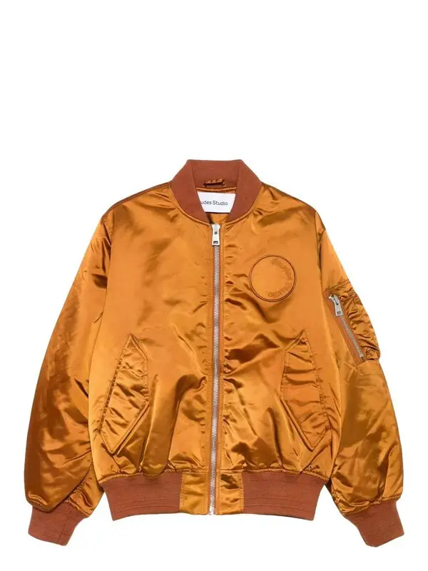 ÉTUDES STUDIO Logo-embroidered Satin Bomber Jacket - Orange