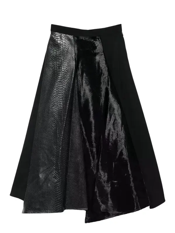 Junya Watanabe Snakeskin-velvet Panel Skirt - Black
