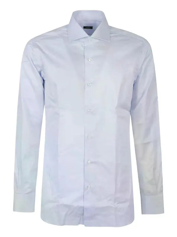 BARBA NAPOLI Long-sleeved Cotton Shirt - Blue