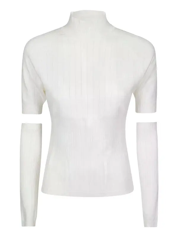 HINNOMINATE Ribbed Mock-neck Sweater - White