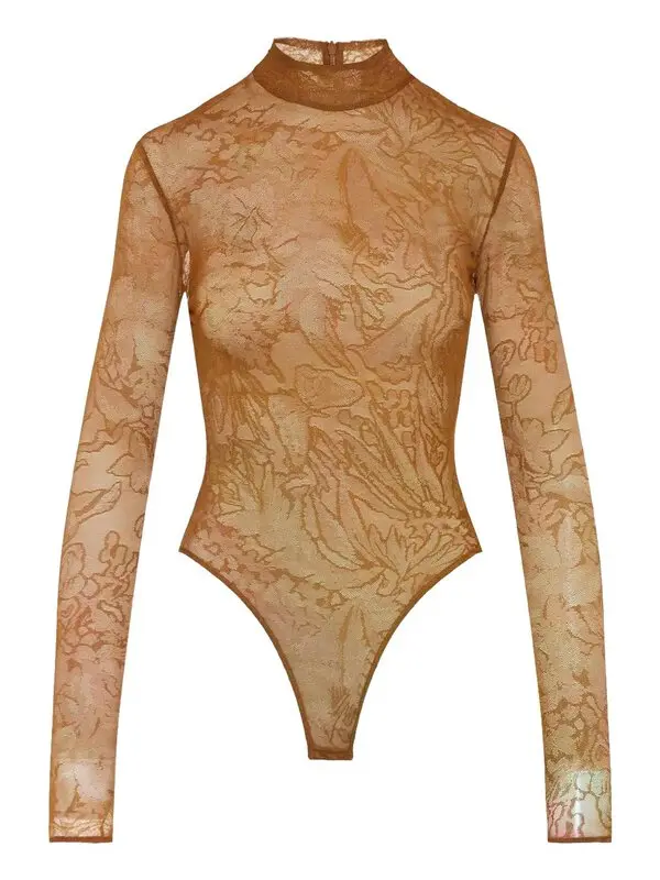 David Koma Floral-lace Bodysuit - Brown