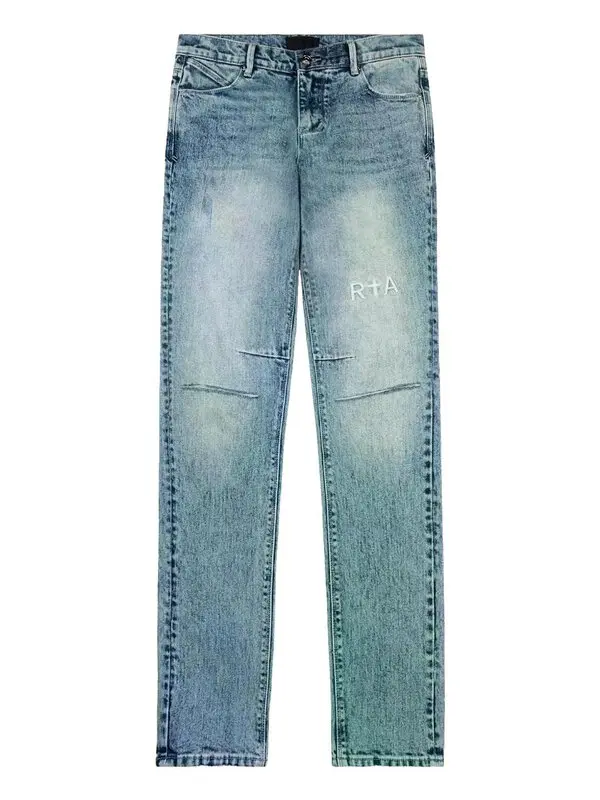 RtA Bryant Distressed Bootcut Jeans - Blue